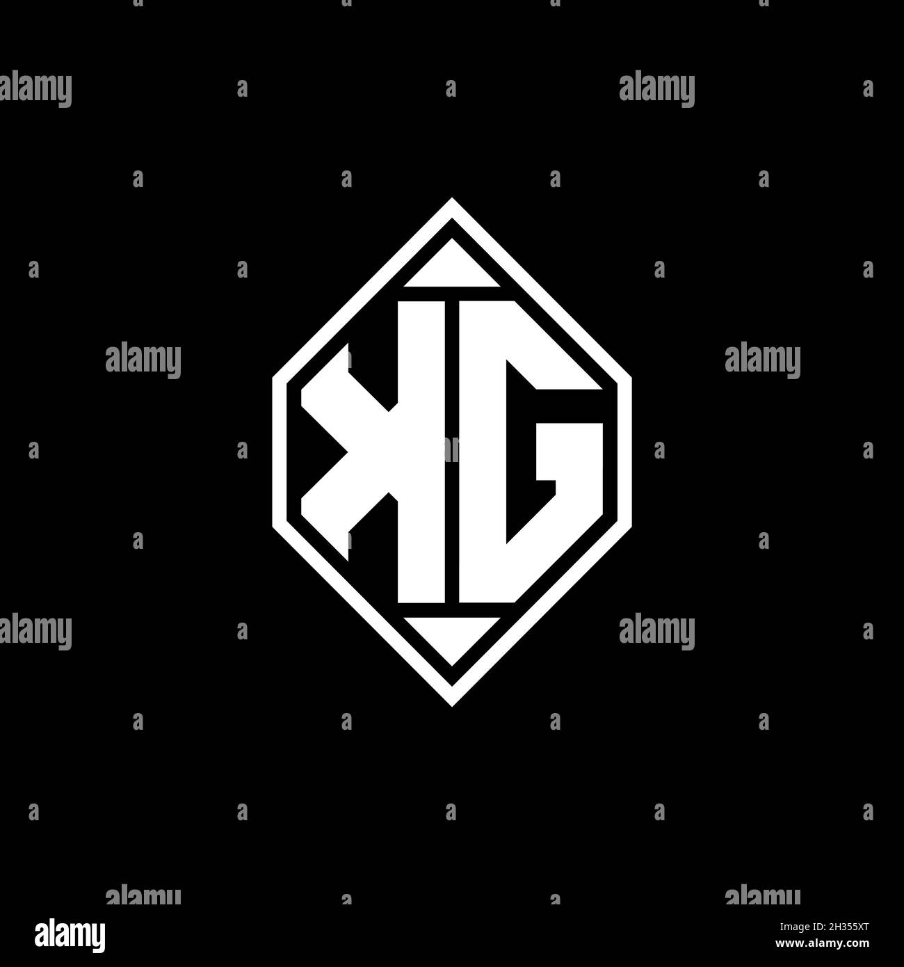 KG Monogram logo letter with Gemoteric line rounded shape style design ...