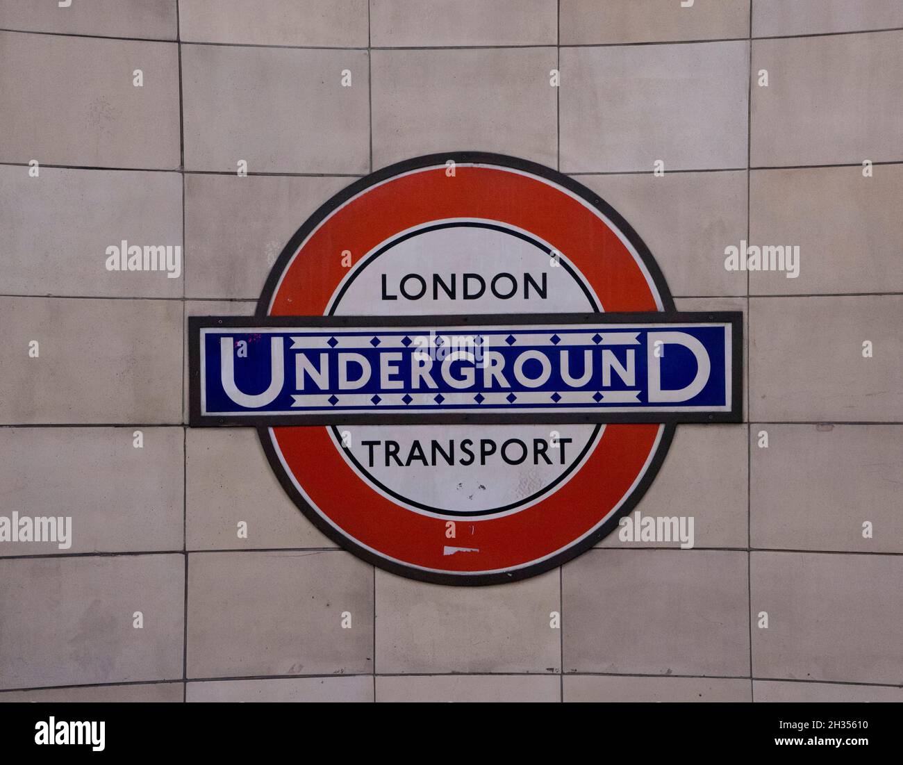 Vintage sign from the 1940s at Aldgate underground station in the City ...