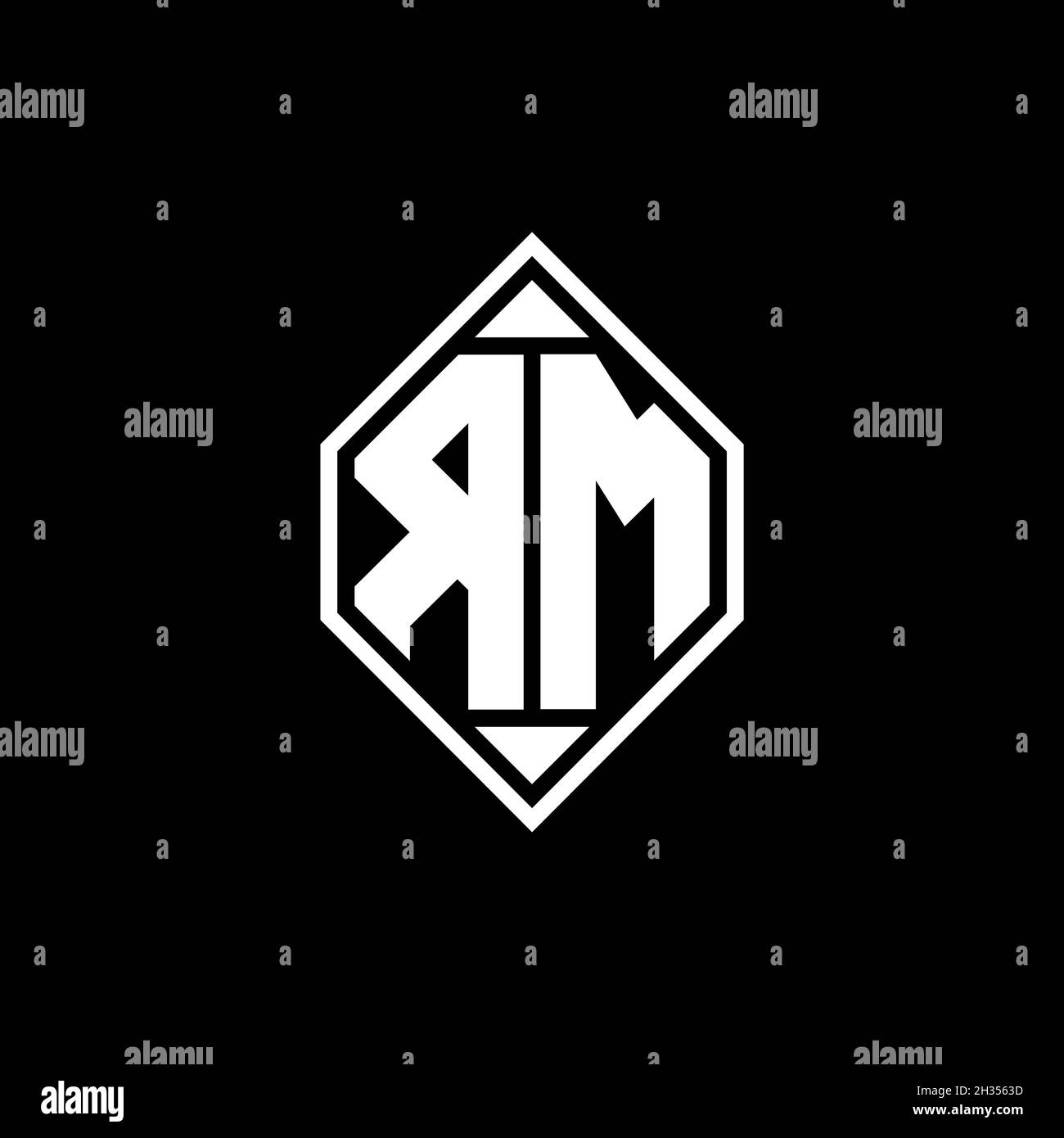 RM Monogram logo letter with Gemoteric line rounded shape style design ...