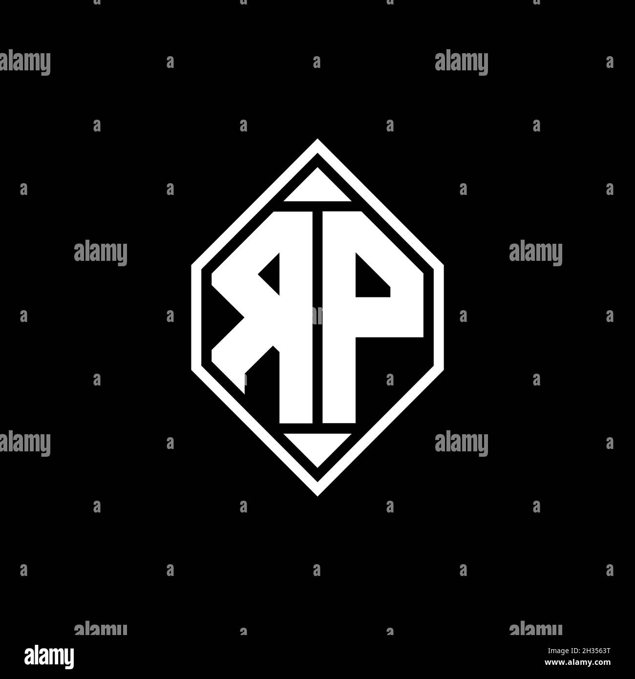 RP Monogram logo letter with Gemoteric line rounded shape style design ...