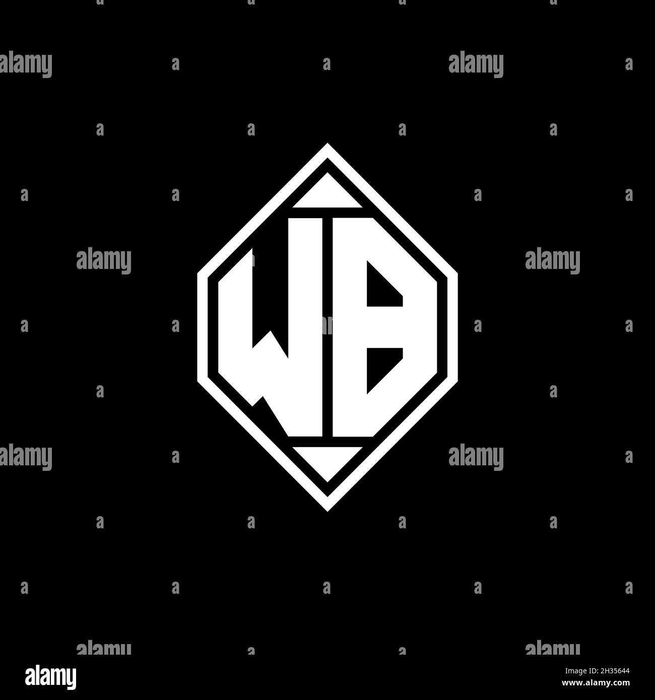 WB Monogram logo letter with Gemoteric line rounded shape style design ...