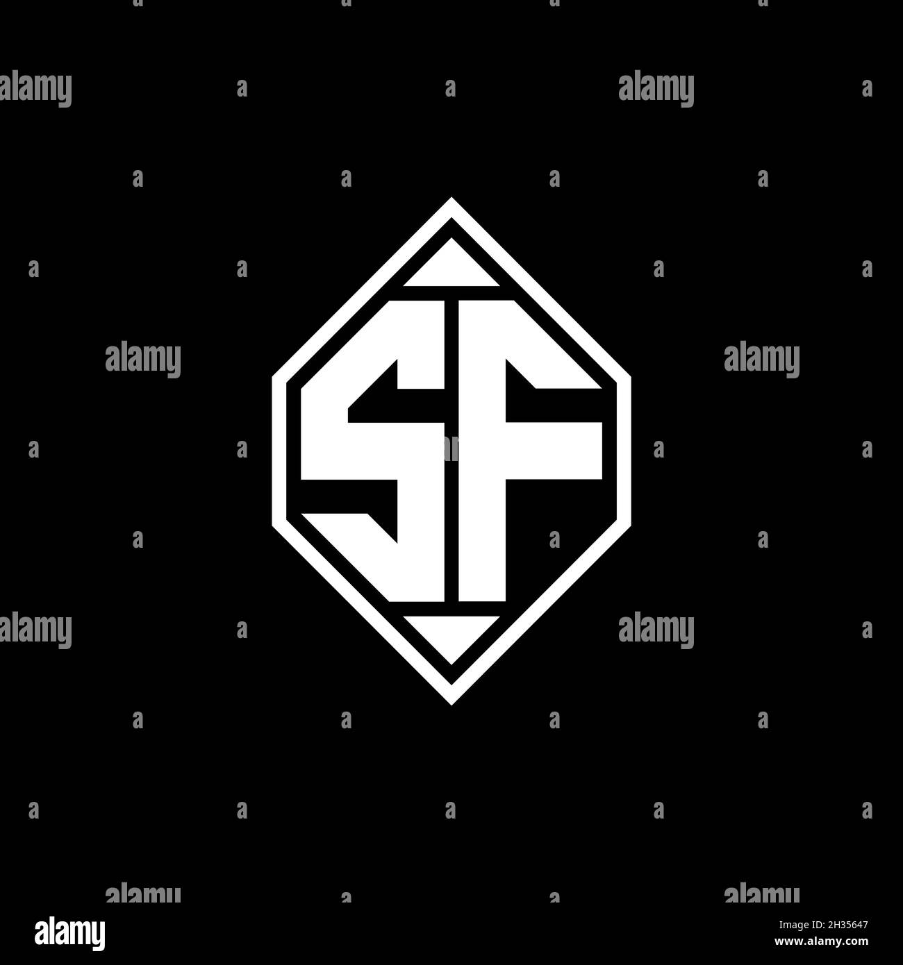 SF Monogram logo letter with Gemoteric line rounded shape style design ...