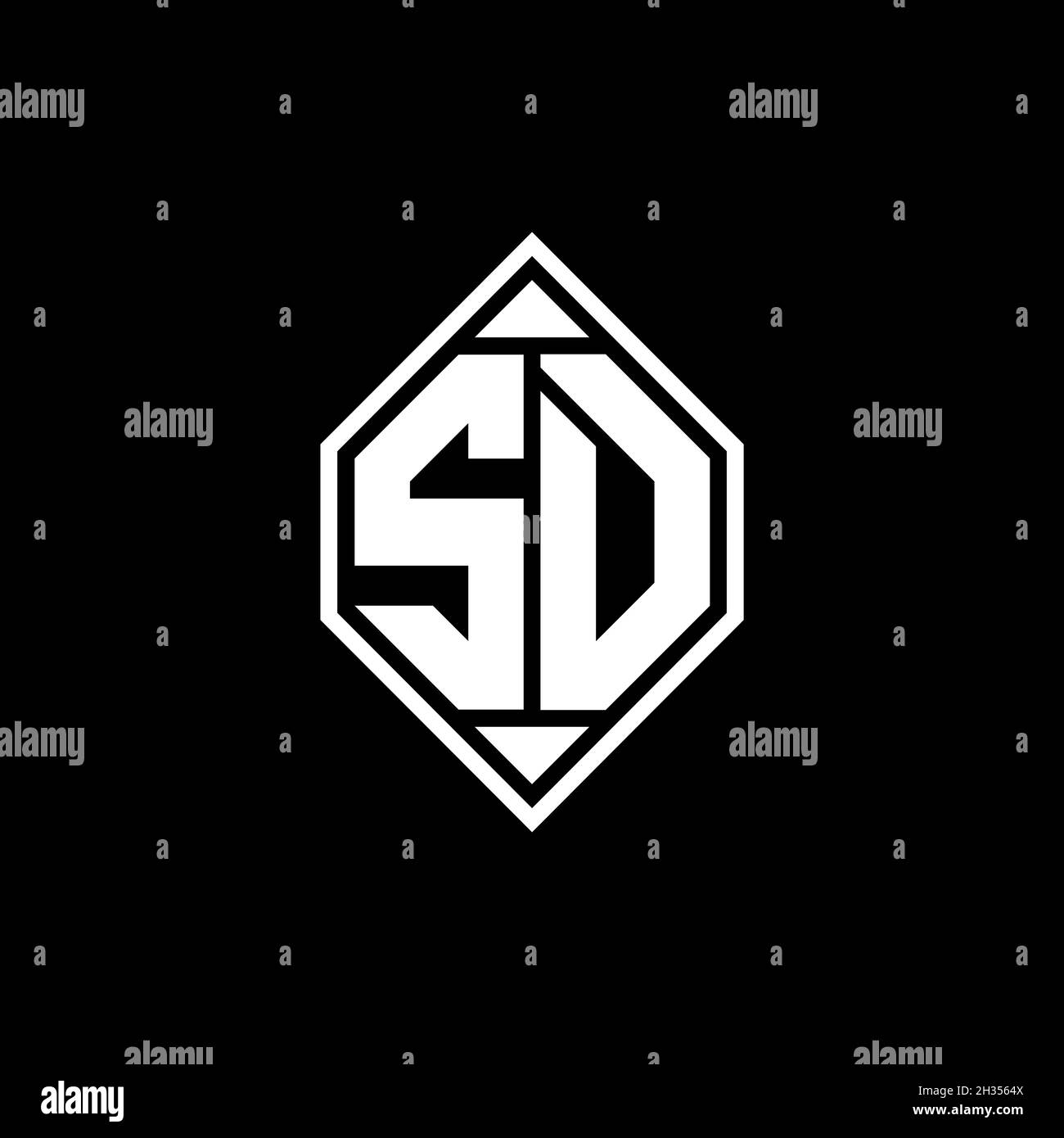 SD Monogram logo letter with Gemoteric line rounded shape style design ...