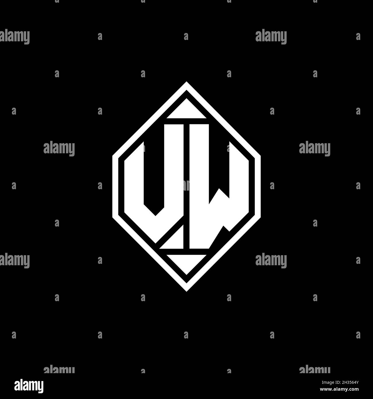 VW Monogram logo letter with Gemoteric line rounded shape style design ...