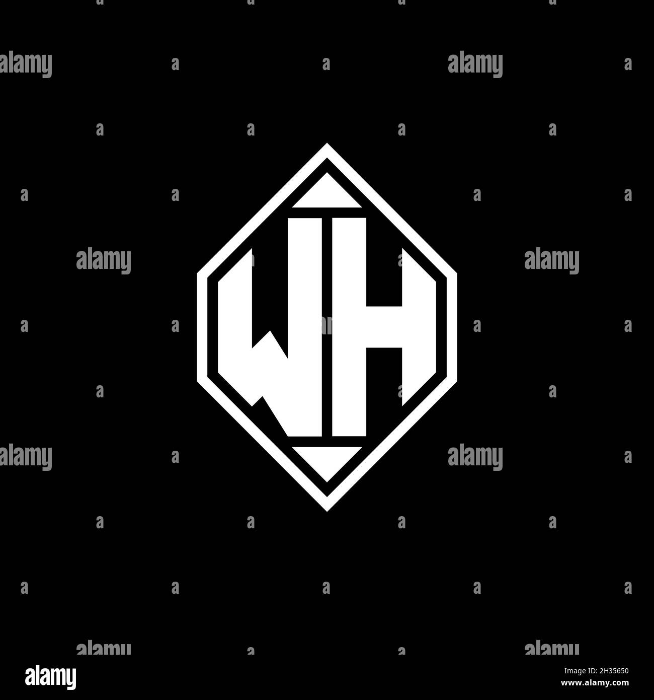 WH Monogram logo letter with Gemoteric line rounded shape style design ...