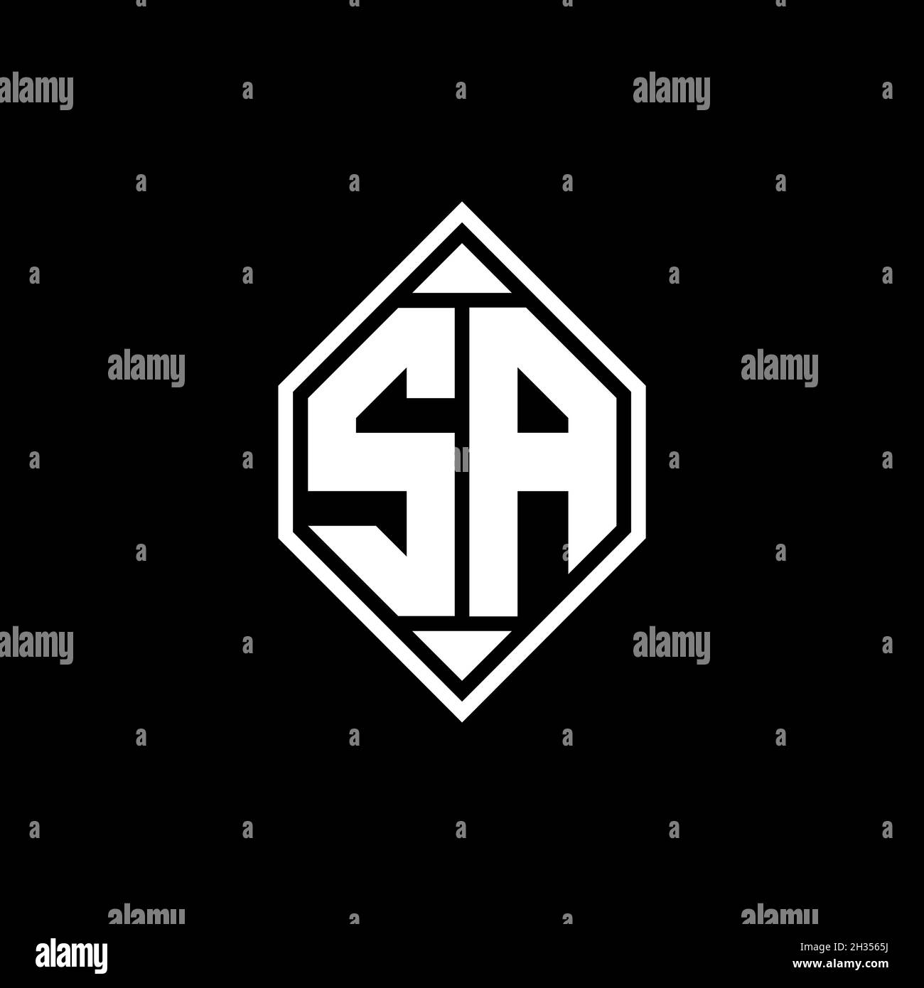 SA Monogram logo letter with Gemoteric line rounded shape style design ...