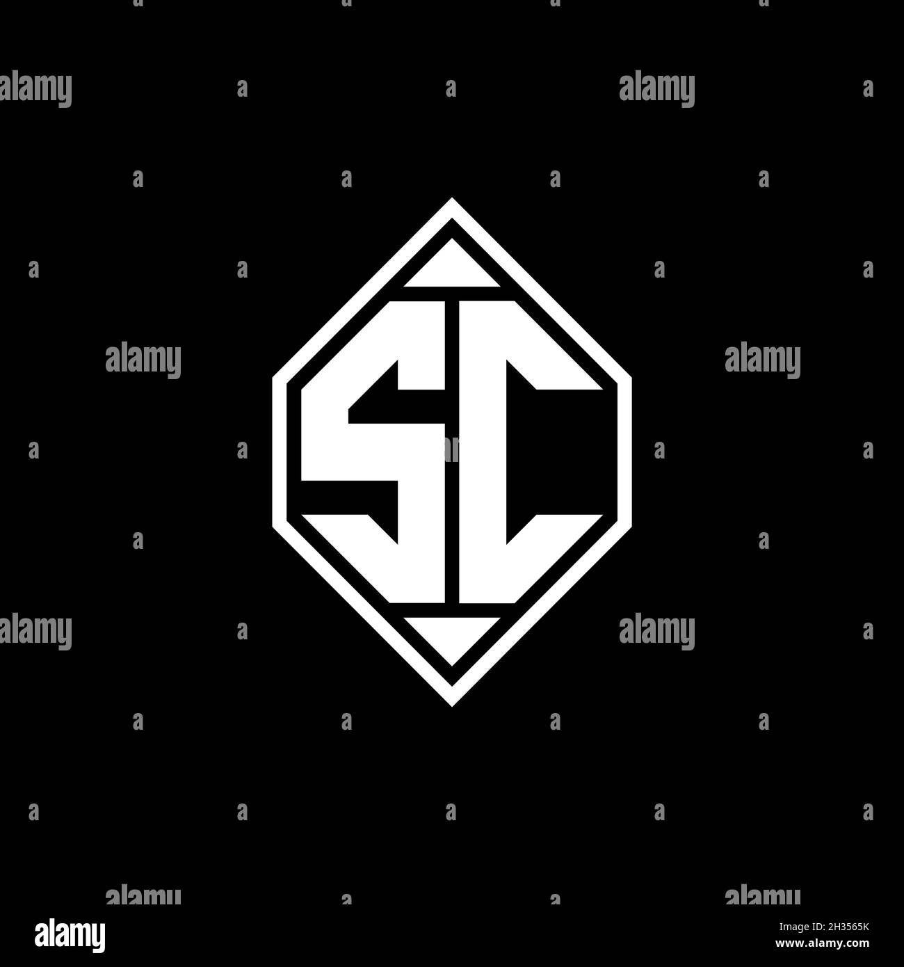 SC Monogram logo letter with Gemoteric line rounded shape style design ...