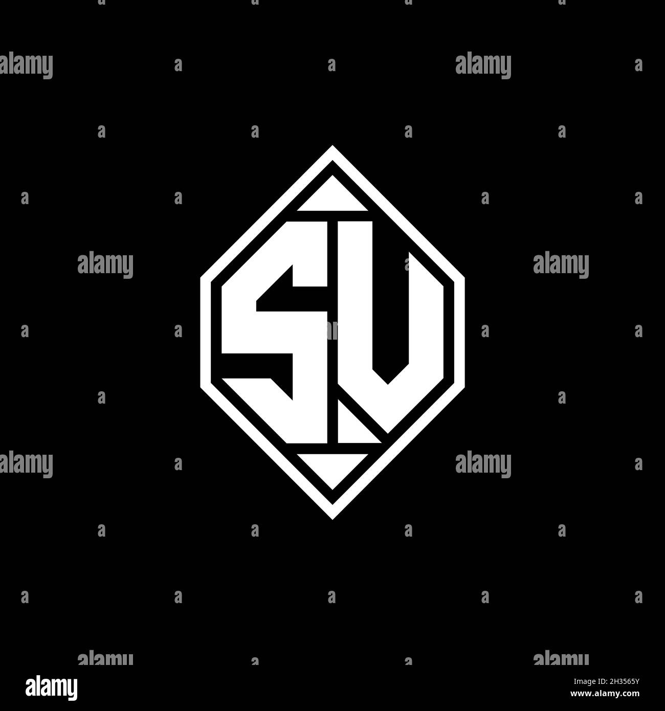 SV Monogram logo letter with Gemoteric line rounded shape style design ...