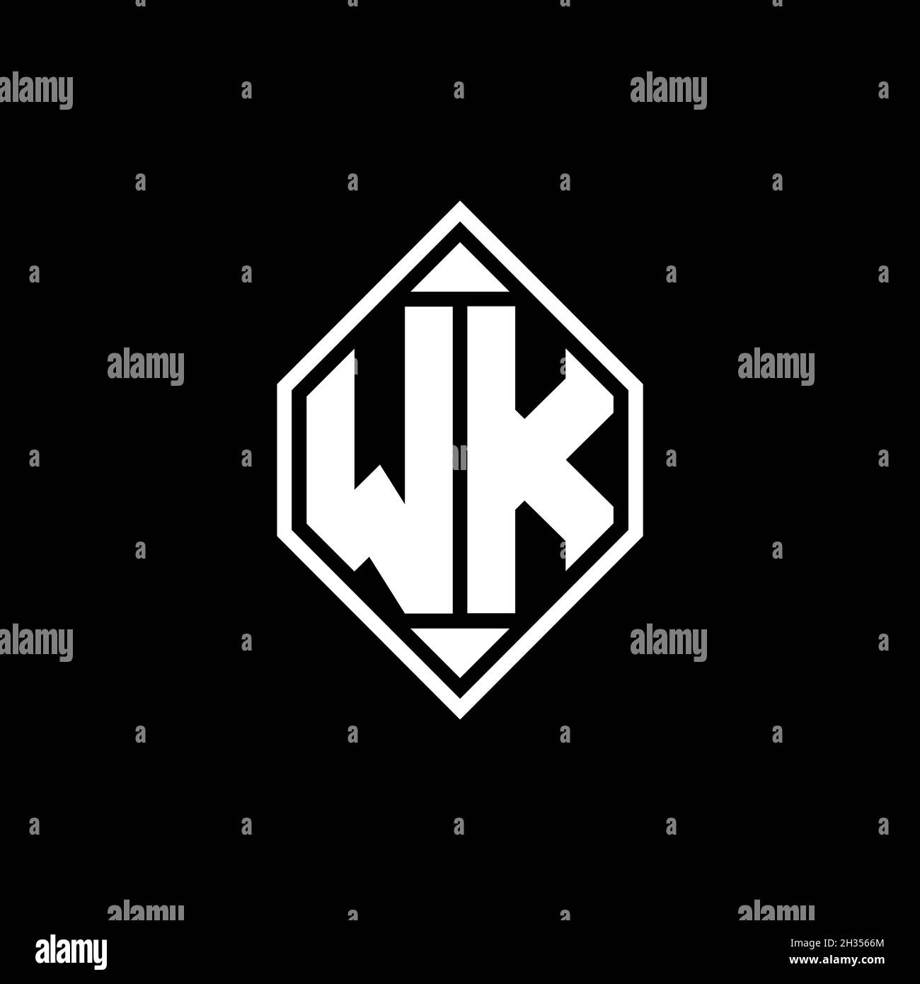 WK Monogram logo letter with Gemoteric line rounded shape style design ...