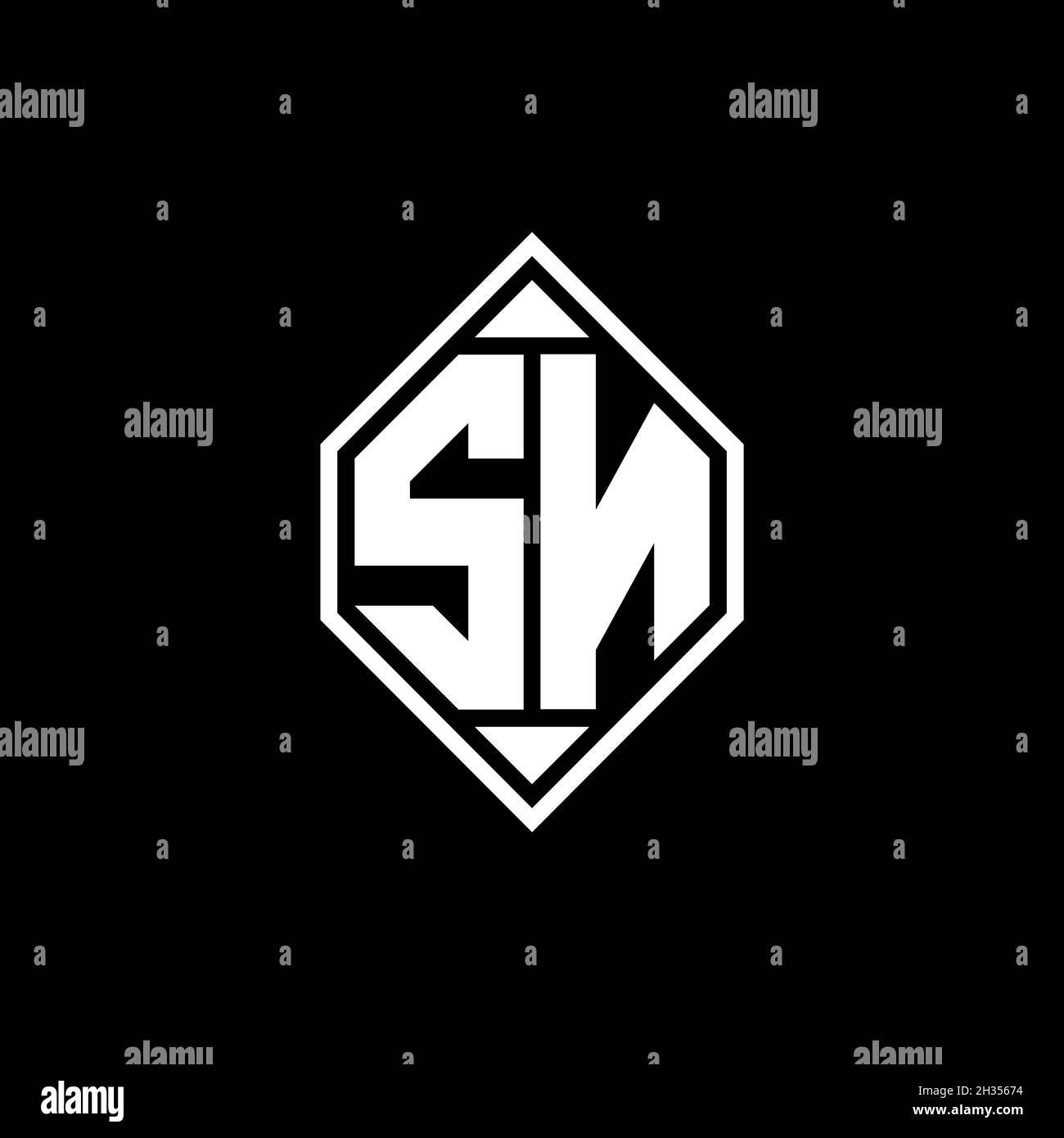 SN Monogram logo letter with Gemoteric line rounded shape style design ...