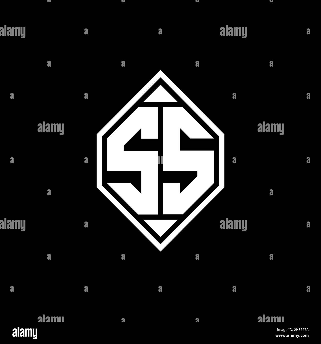 SS Monogram logo letter with Gemoteric line rounded shape style design ...