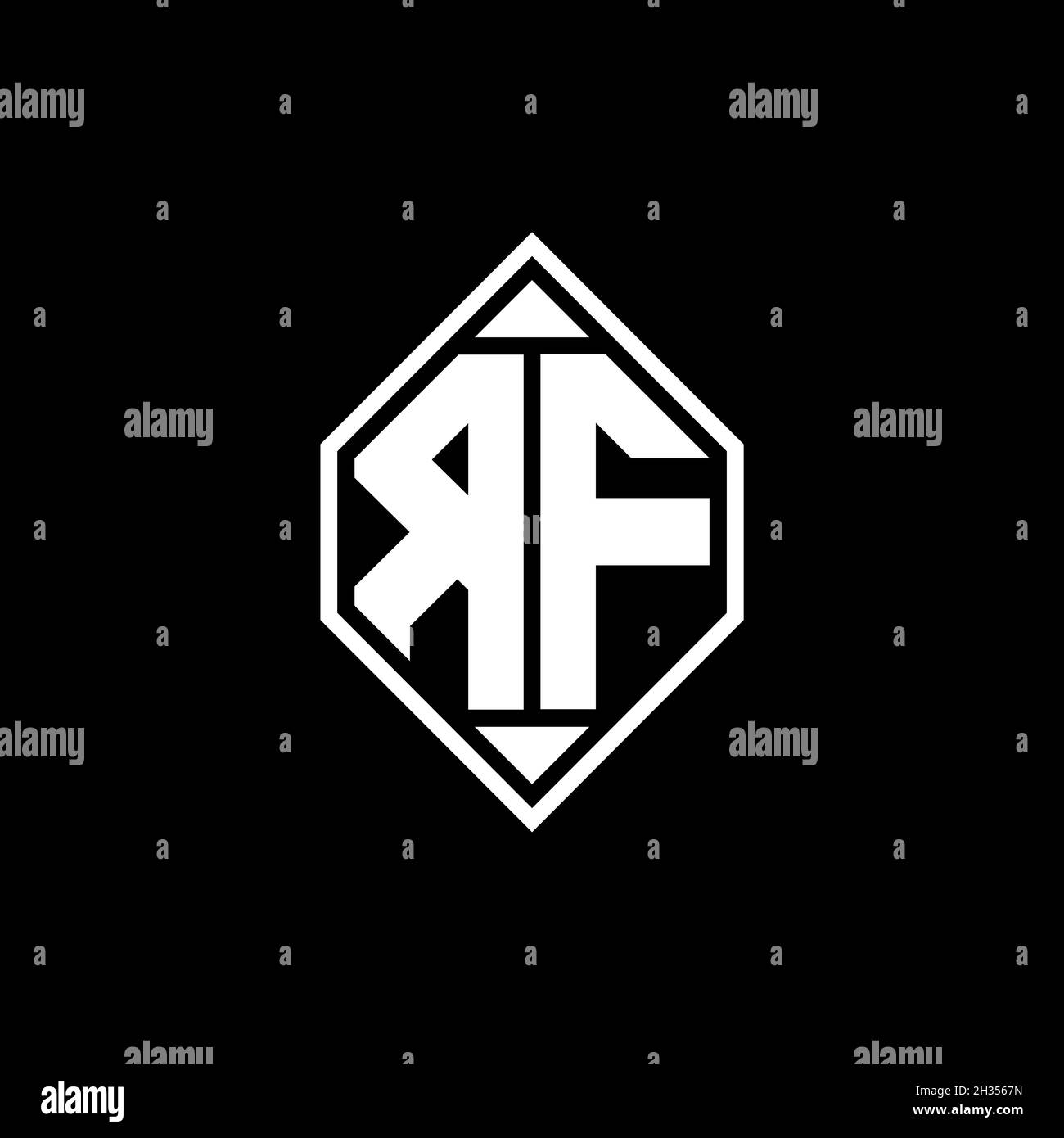 RF Monogram logo letter with Gemoteric line rounded shape style design ...