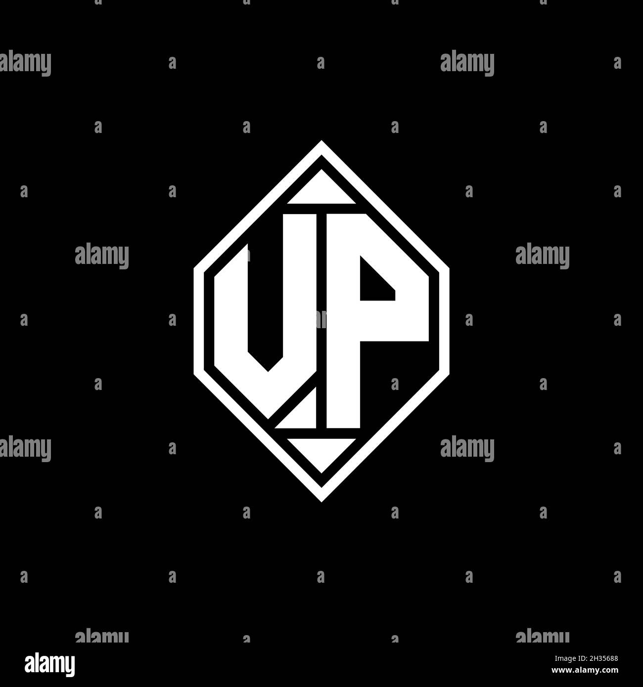 VP Monogram logo letter with Gemoteric line rounded shape style design ...