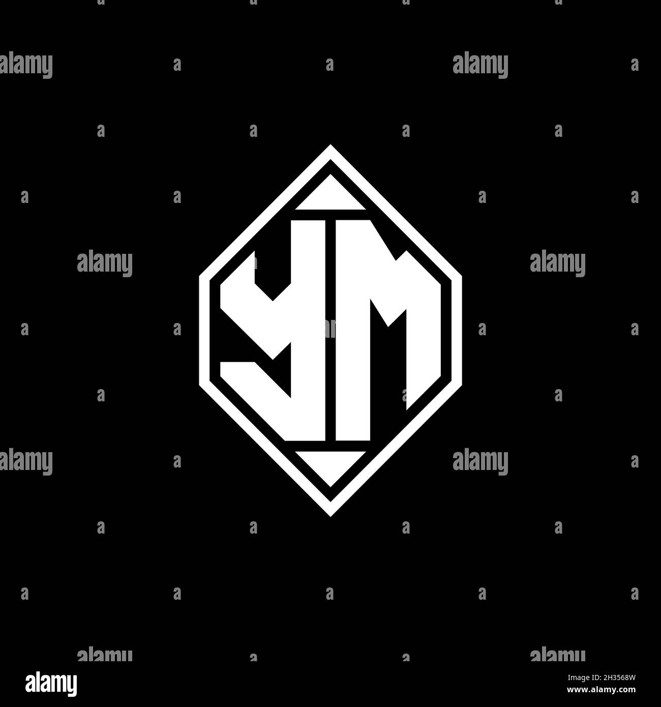 YM Monogram logo letter with Gemoteric line rounded shape style design ...