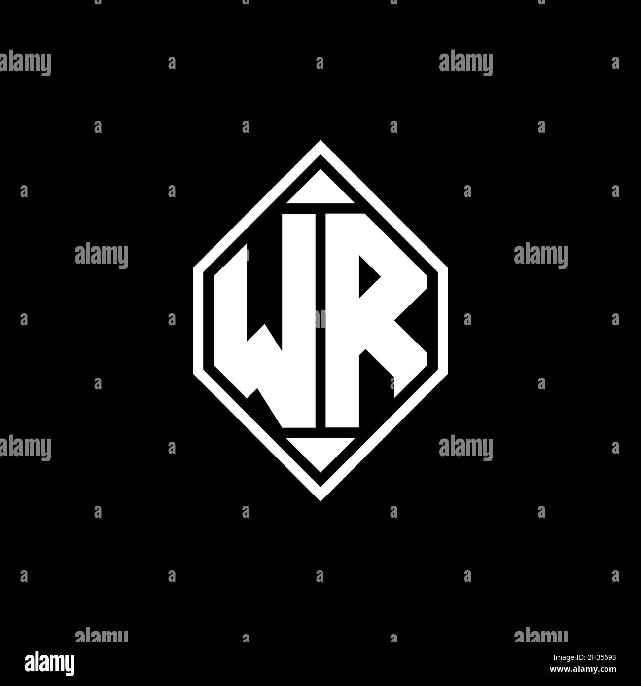 WR Monogram logo letter with Gemoteric line rounded shape style design ...
