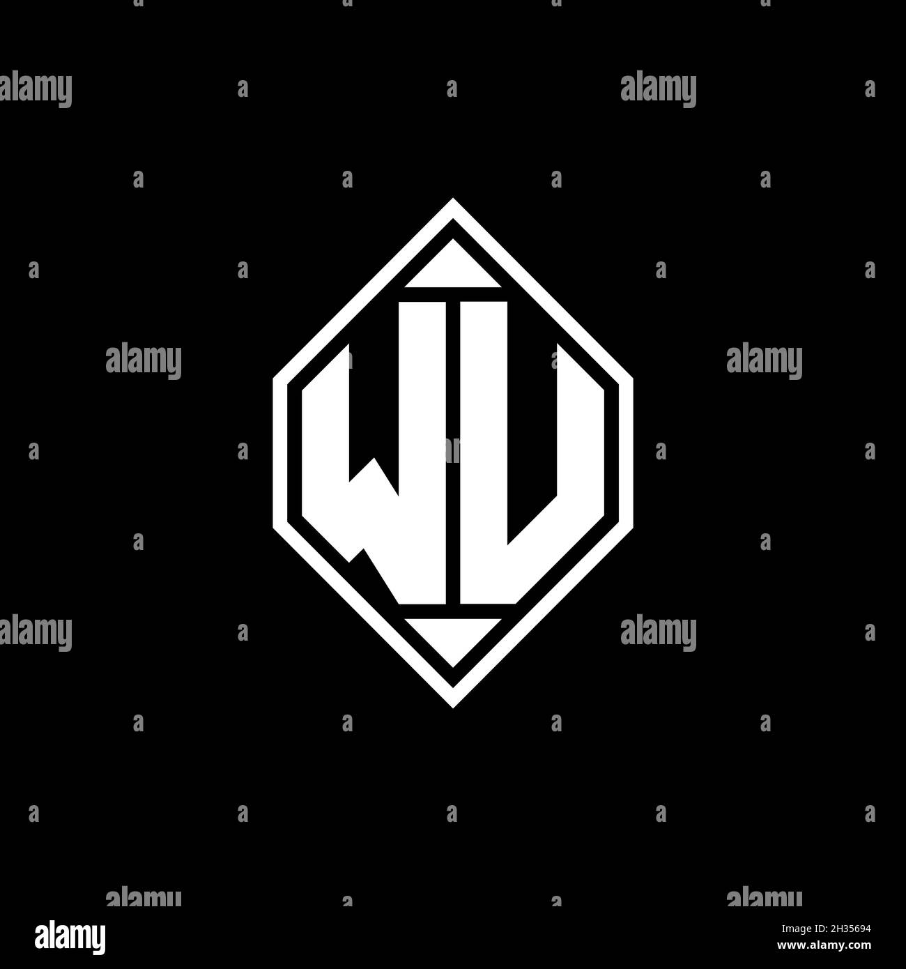 WU Monogram logo letter with Gemoteric line rounded shape style design ...