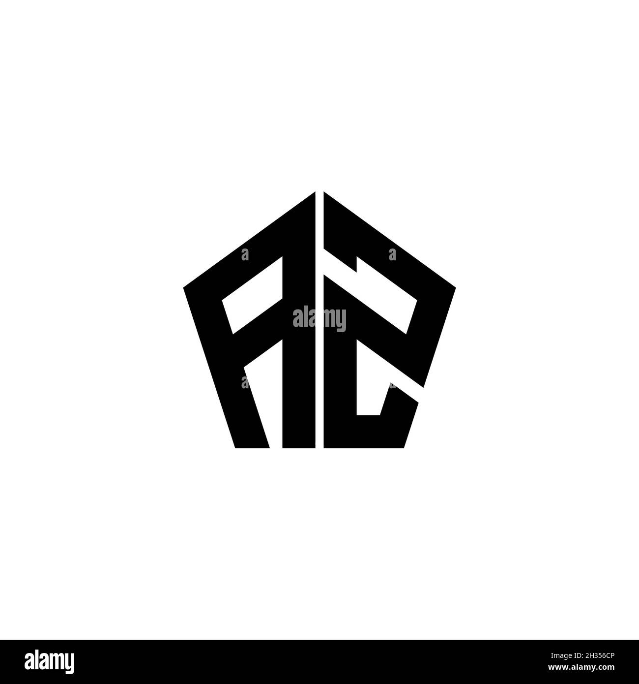 AZ Monogram logo letter with Gemoteric line rounded shape style design ...