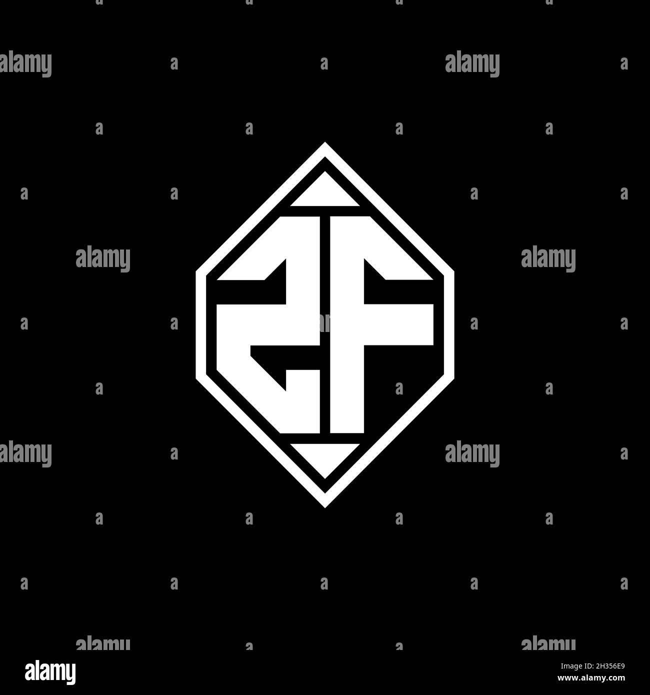 ZF Monogram logo letter with polygonal geometric shape style design ...