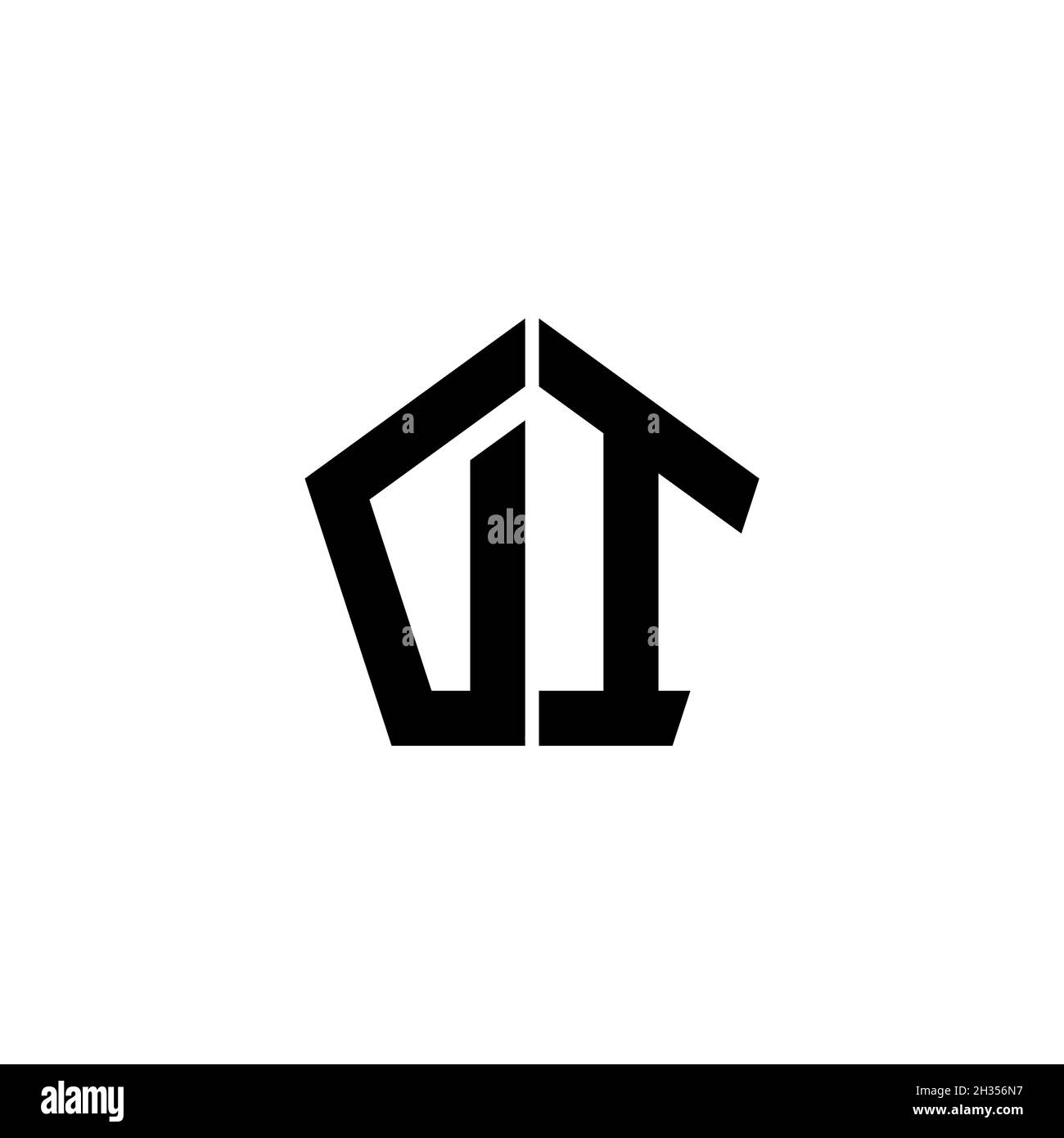 DJ Monogram logo letter with Gemoteric line rounded shape style design ...