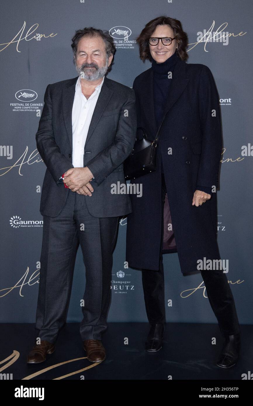 Denis Olivennes and Ines de la Fressange attending the Aline Premiere ...