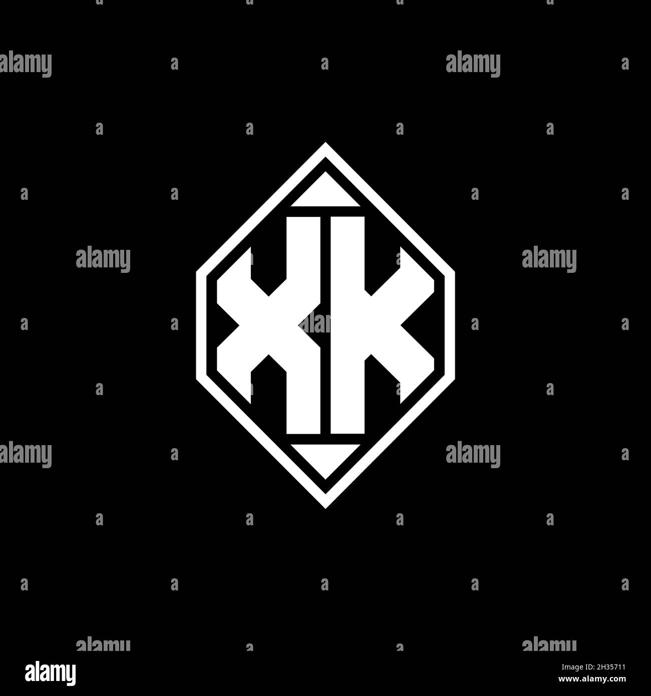 XK Monogram logo letter with Gemoteric line rounded shape style design ...