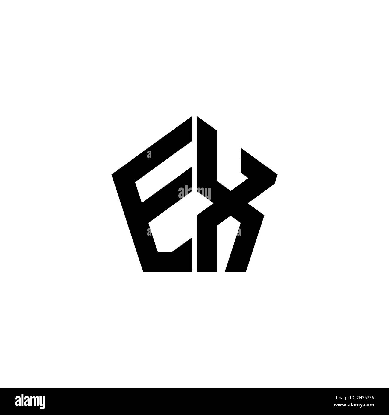 EX Monogram logo letter with Gemoteric line rounded shape style design on isolated background ...