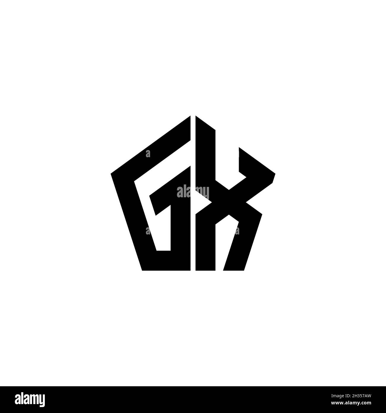 GX Monogram logo letter with polygonal geometric shape style design ...