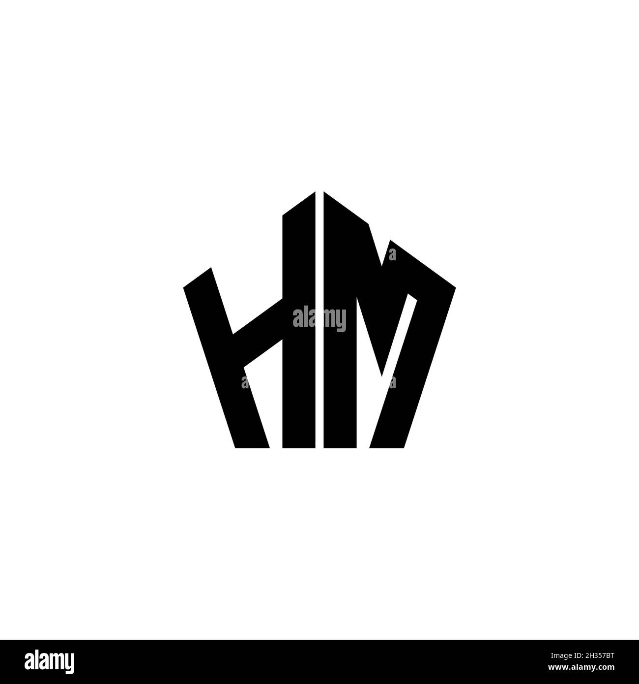 HM Monogram logo letter with polygonal geometric shape style design ...