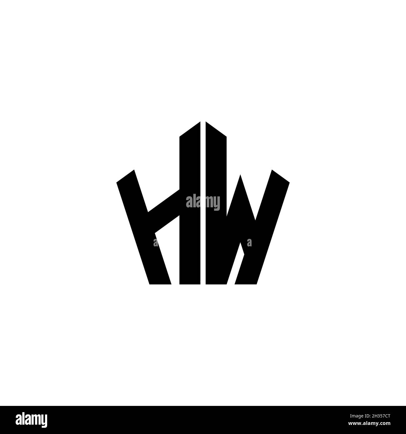 HW Monogram logo letter with polygonal geometric shape style design ...