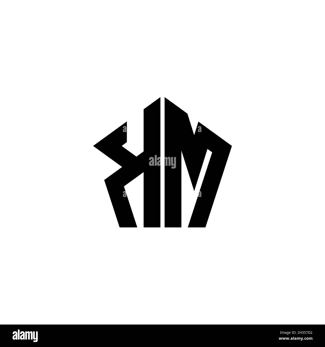 KM Monogram logo letter with polygonal geometric shape style design ...