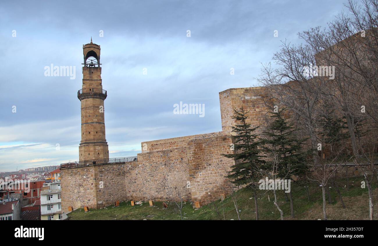 Nigde Castle and watch tower at city of Nigde in Central Anatolia ...