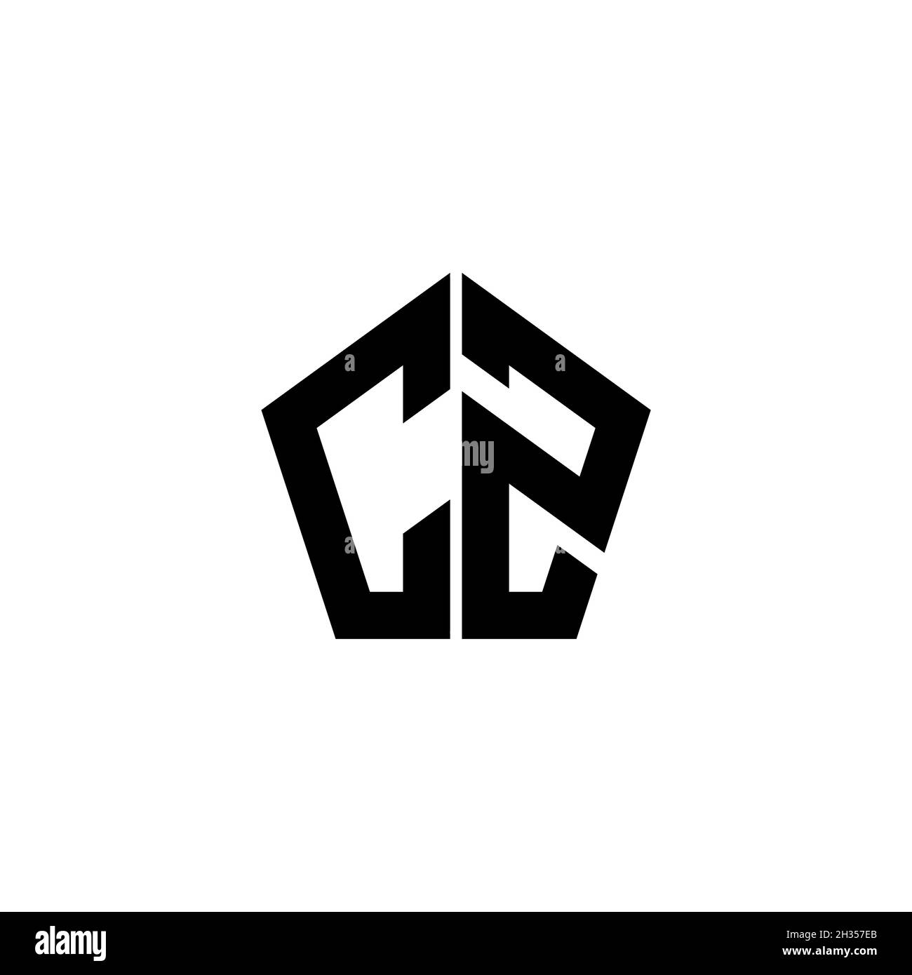 CZ Monogram logo letter with polygonal geometric shape style design isolated on white background ...