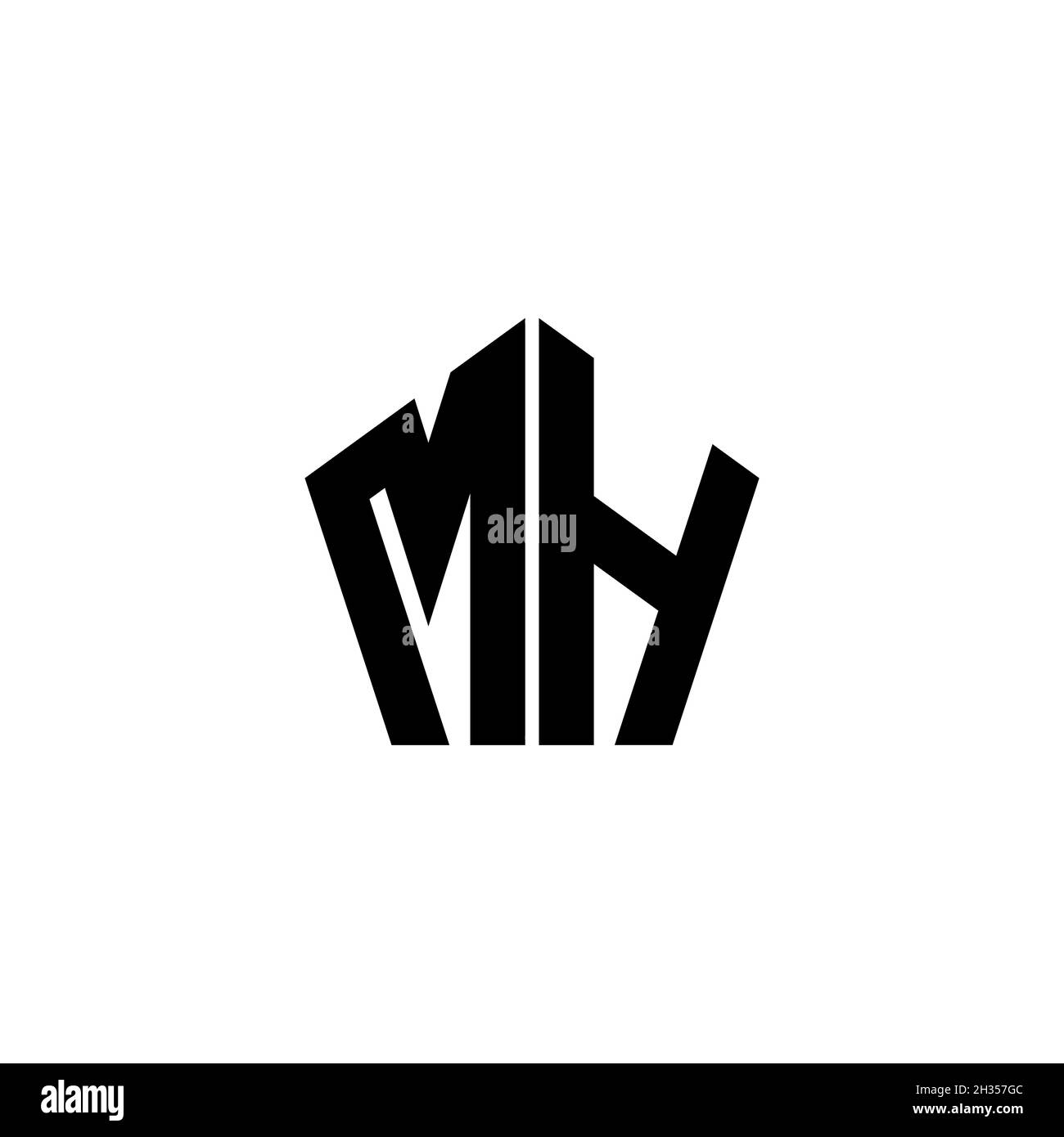 MH Monogram logo letter with polygonal geometric shape style design ...