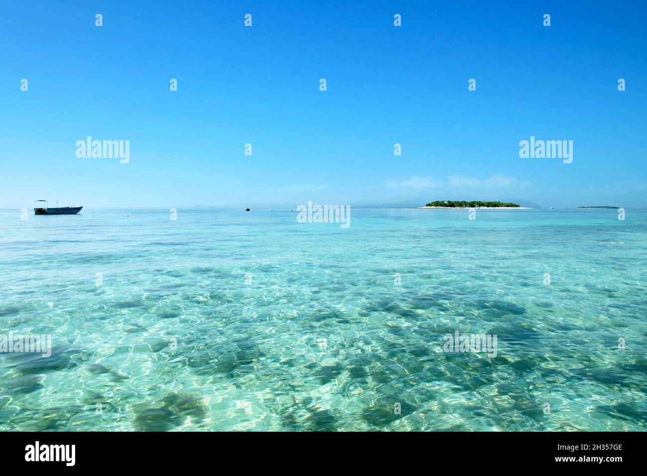 Crystal Clear Calm Waters with the Island in the Background in Fiji ...