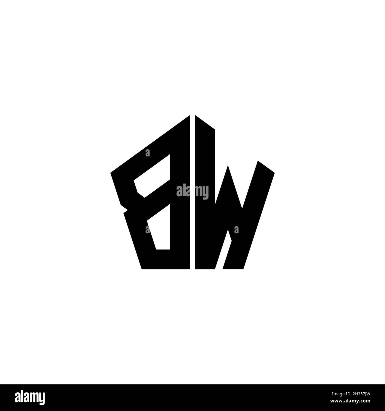 BW Monogram logo letter with polygonal geometric shape style design ...