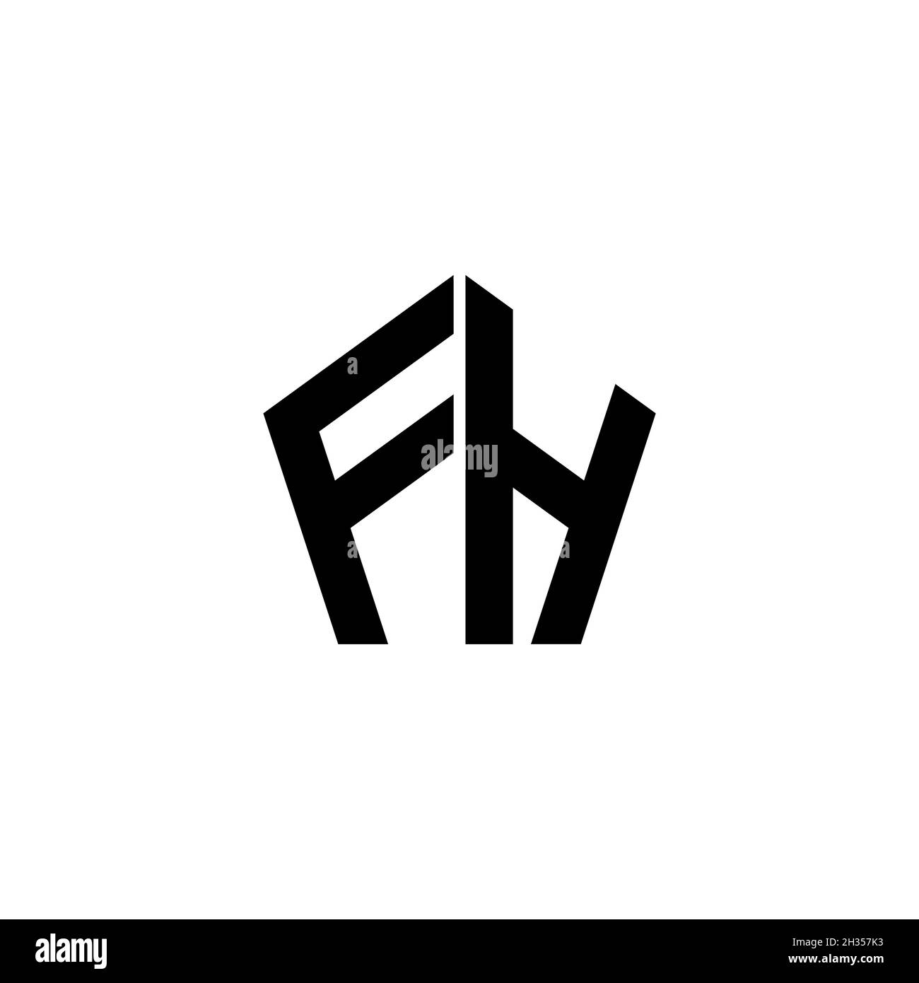 FH Monogram logo letter with polygonal geometric shape style design isolated on white background ...