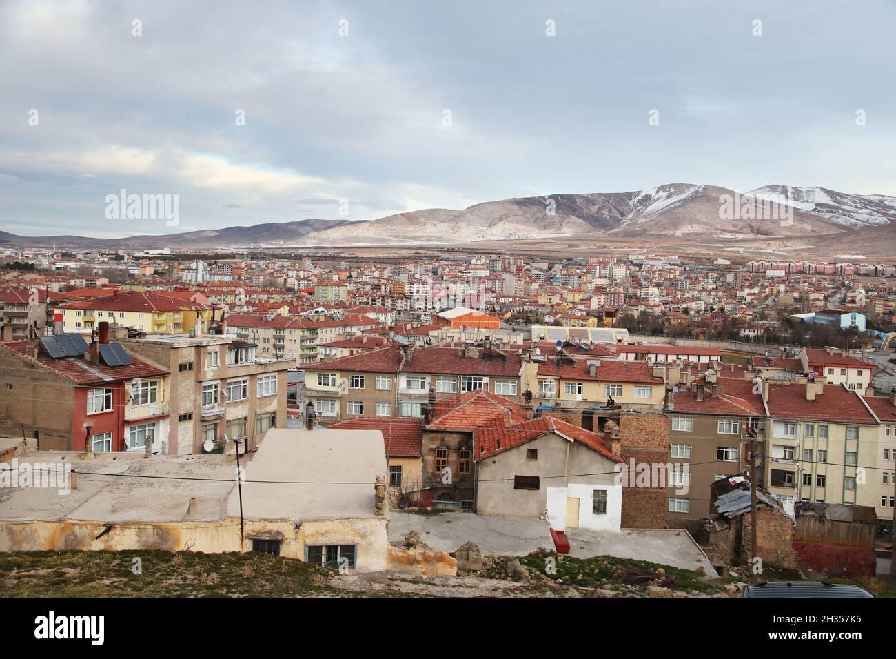 Nigde city panorama from Nigde Castle in Central Anatolia, Turkey ...