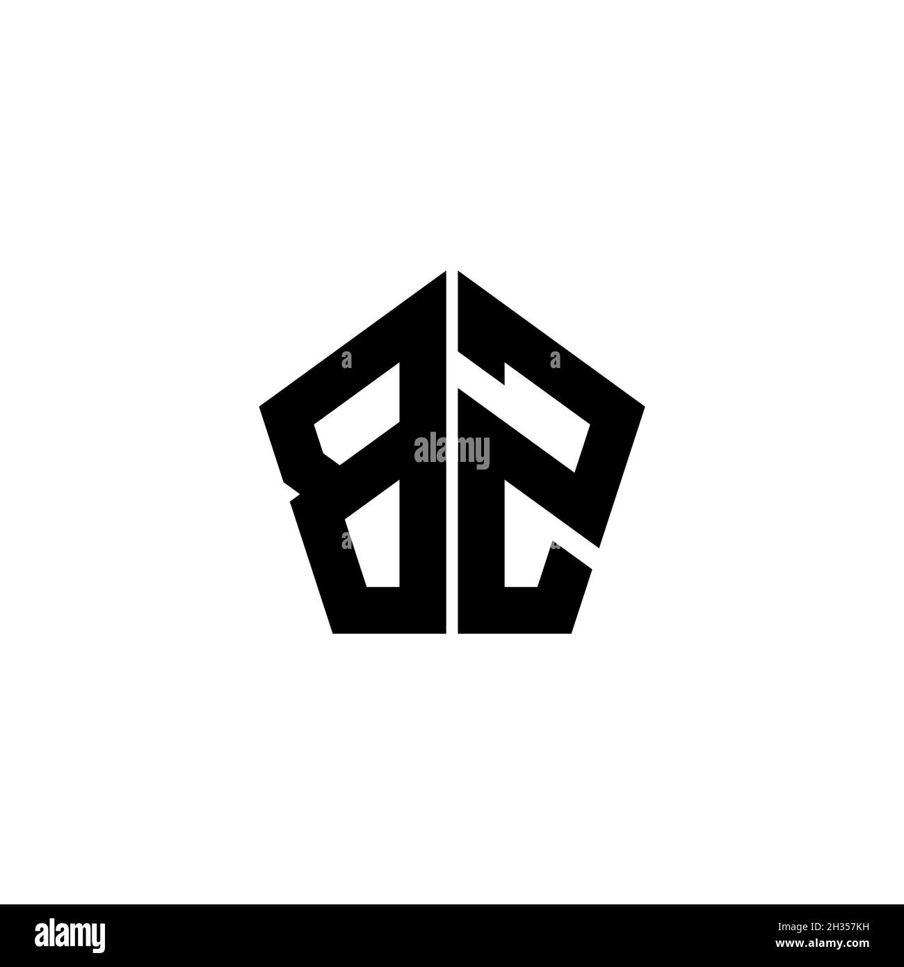BZ Monogram logo letter with polygonal geometric shape style design ...