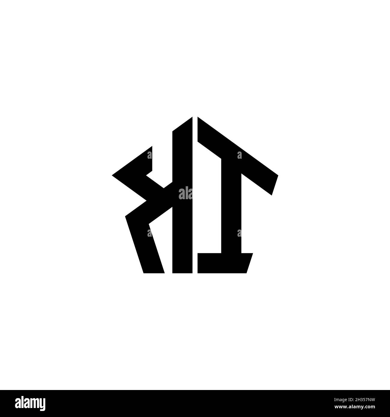 KI Monogram logo letter with polygonal geometric shape style design ...