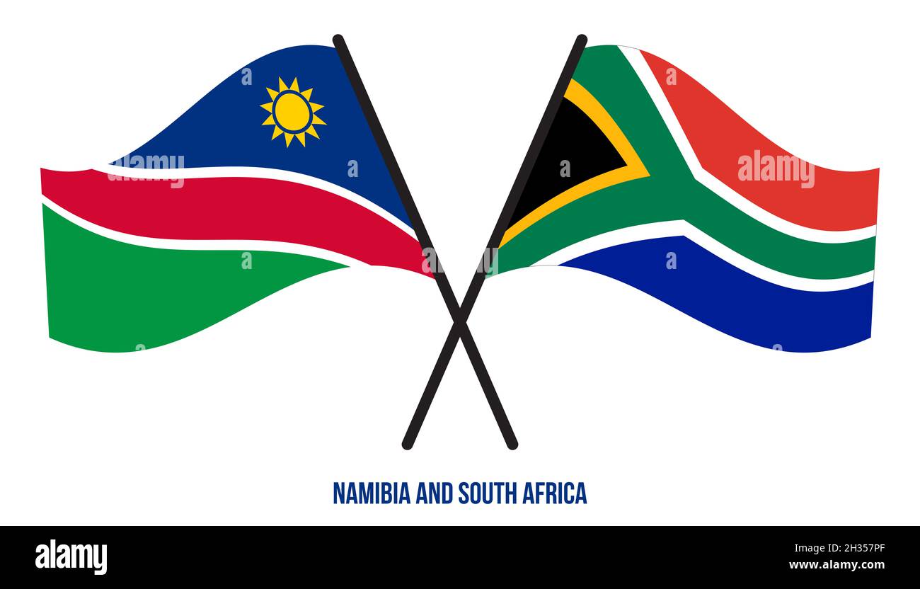 Namibia and South Africa Flags Crossed And Waving Flat Style. Official ...