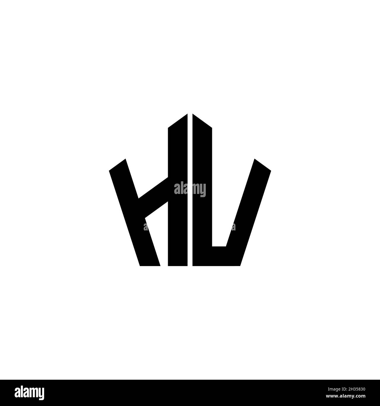 HU Monogram logo letter with polygonal geometric shape style design isolated on white background ...