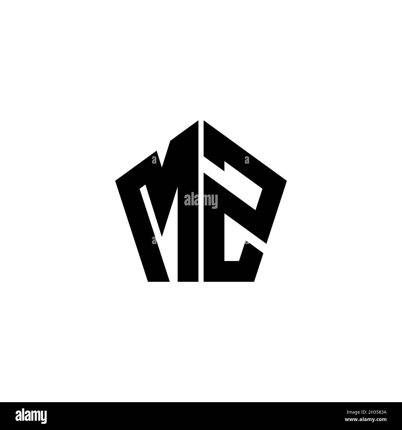 MZ Monogram logo letter with polygonal geometric shape style design ...
