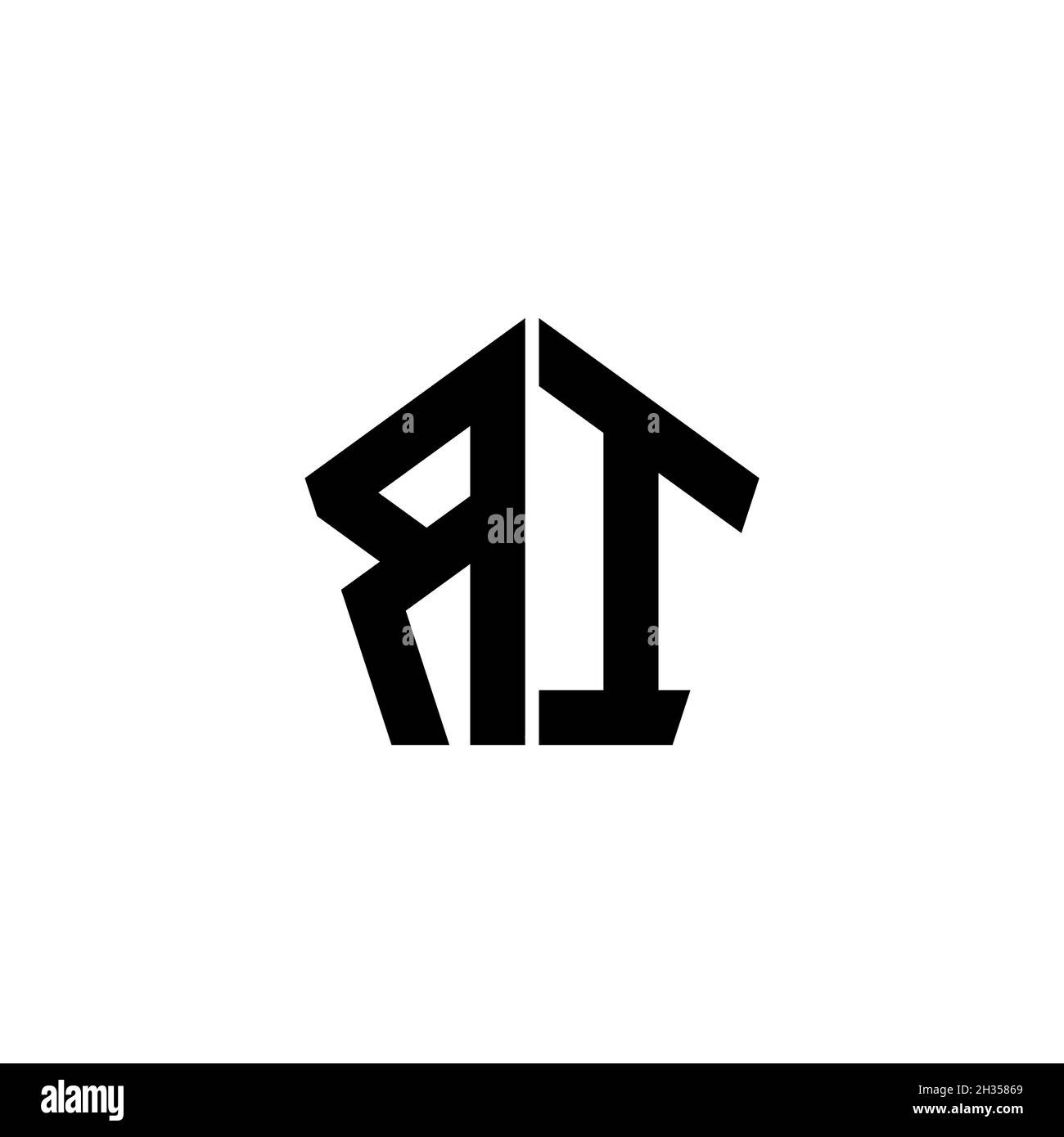 Ri Monogram Logo Letter With Polygonal Geometric Shape Style Design