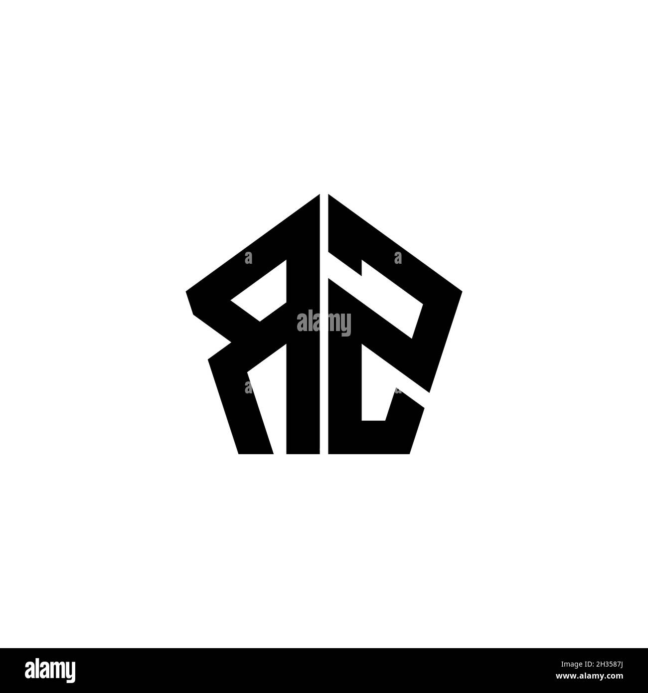 RZ Monogram logo letter with polygonal geometric shape style design ...