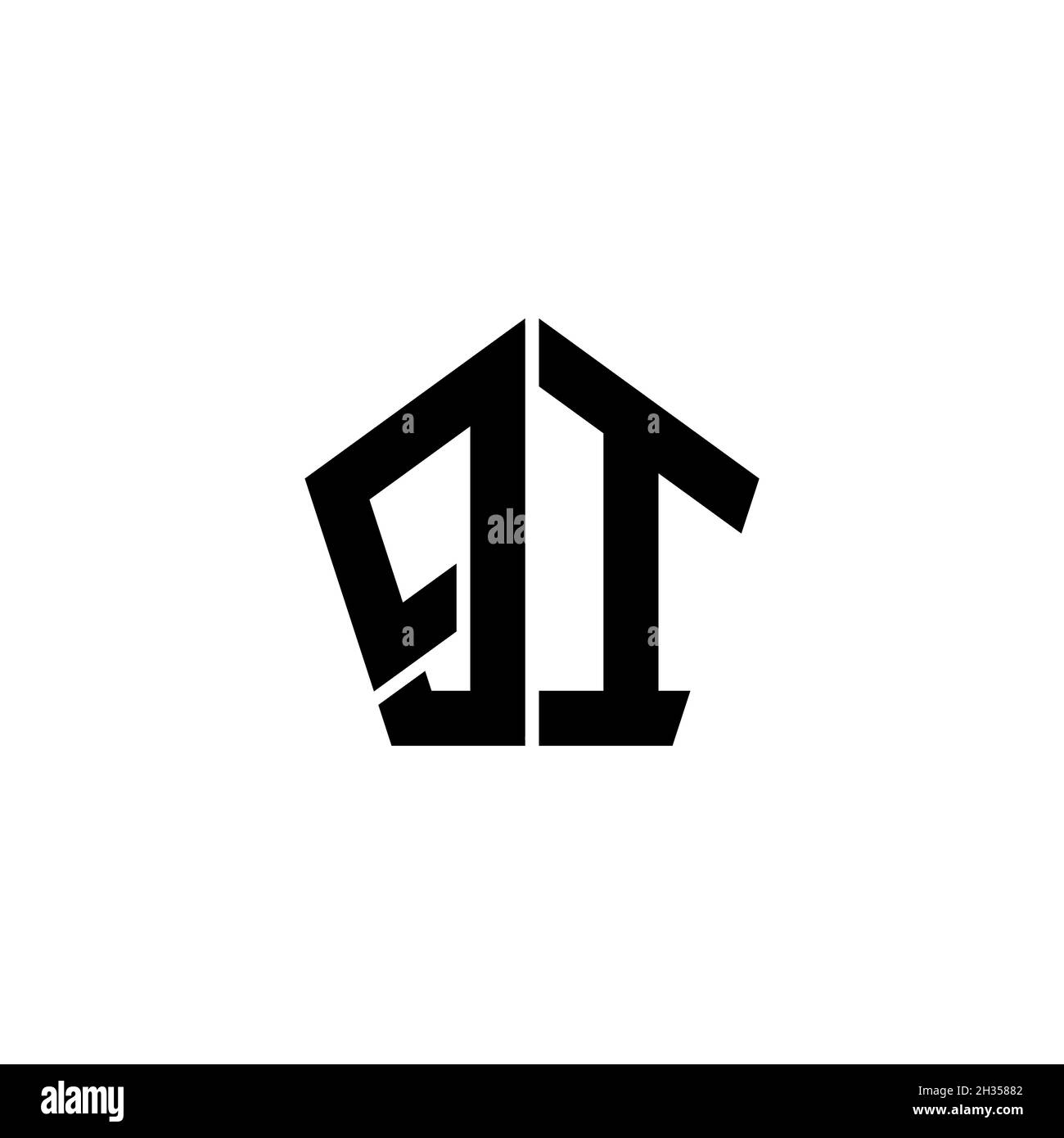 QI Monogram logo letter with polygonal geometric shape style design ...