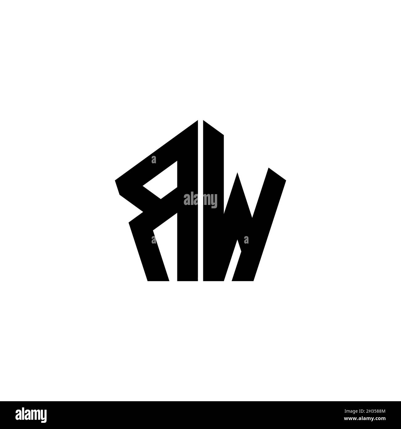 RW Monogram logo letter with polygonal geometric shape style design ...