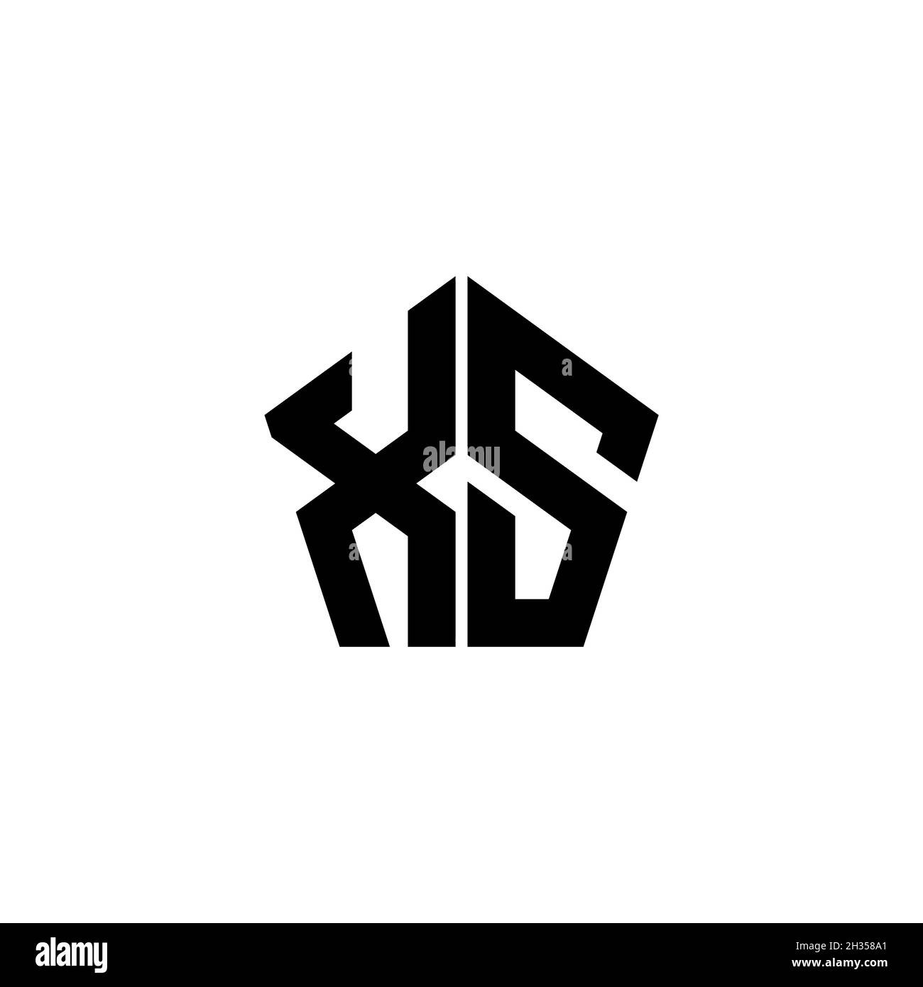 XS Monogram logo letter with polygonal geometric shape style design ...