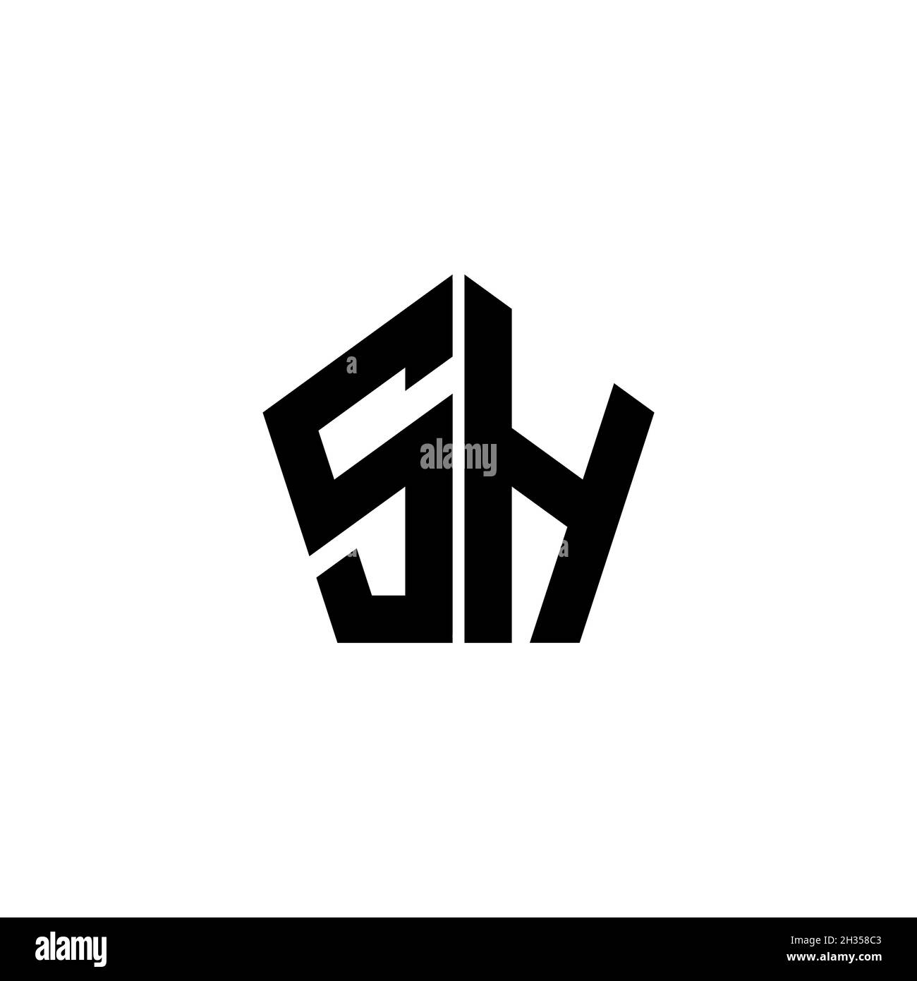 SH Monogram logo letter with polygonal geometric shape style design ...