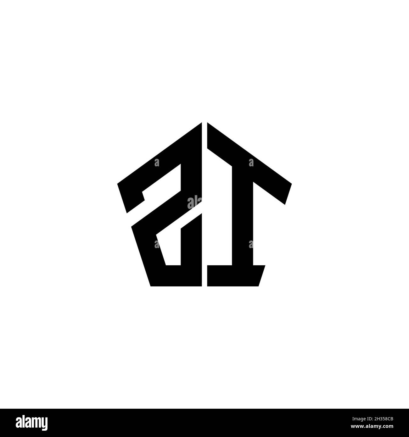 ZI Monogram logo letter with polygonal geometric shape style design isolated on white background ...