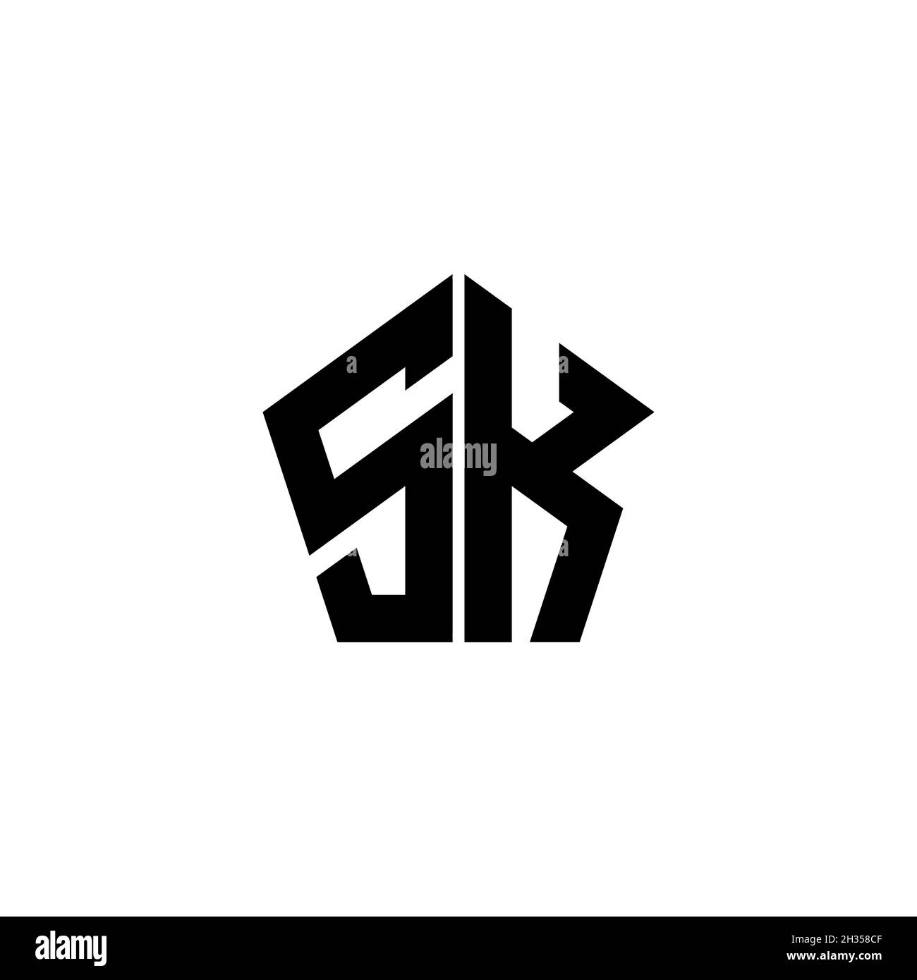 SK Monogram logo letter with polygonal geometric shape style design ...